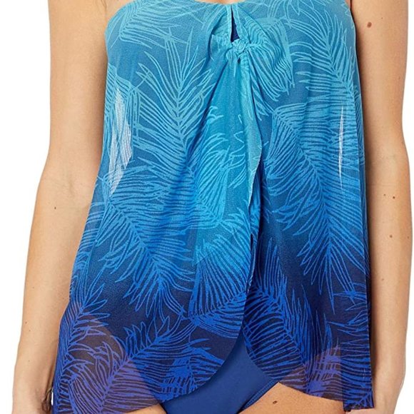 Lauren Ralph Lauren Swim Lauren Ralph Lauren Womens Ombre Palm Flyaway Strapless One Piece
